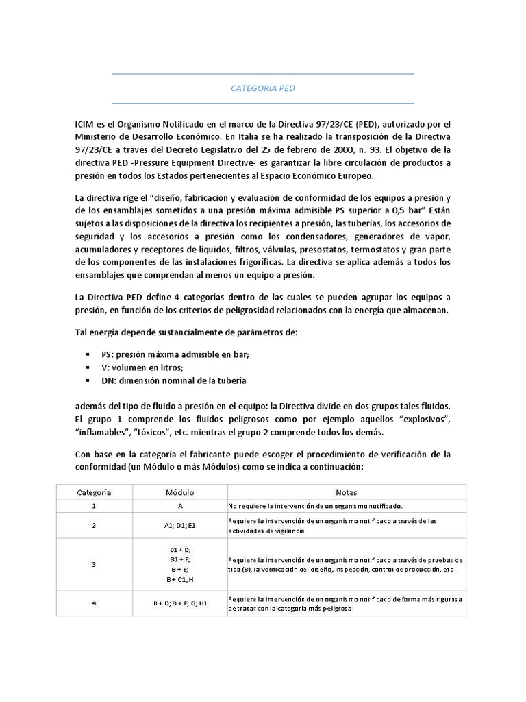 Categoría PED | PDF | Presión | Naturaleza