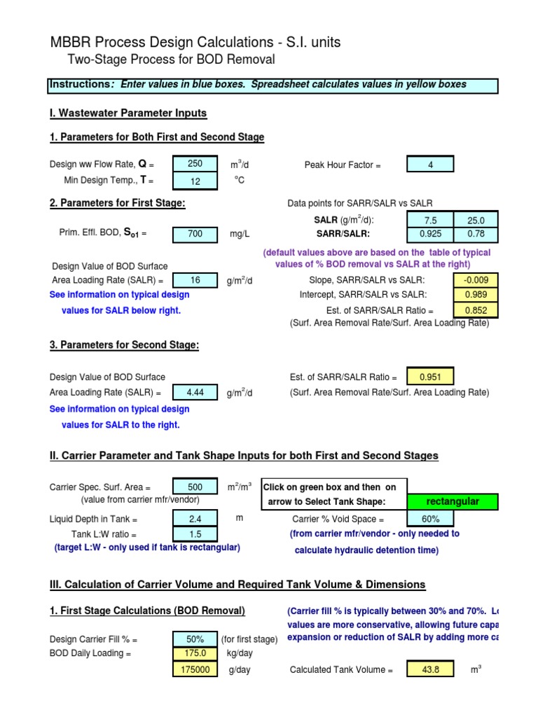 MBBR-BOD Removal-Nitrification-S.I PDF | PDF | Multistage Rocket | Volume