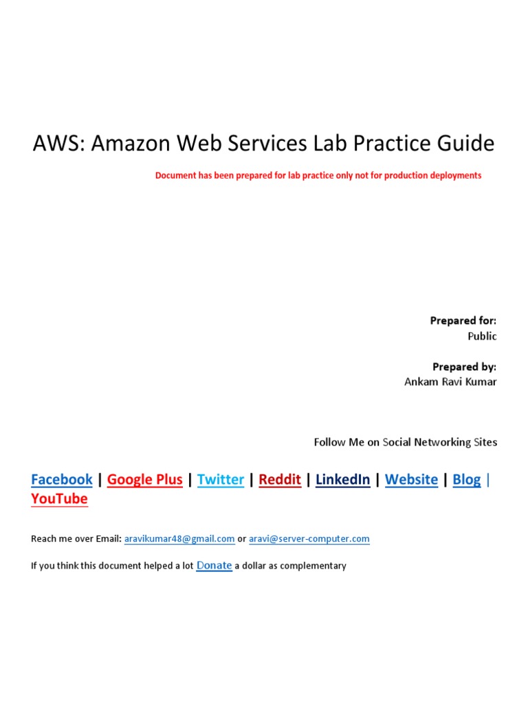 AWS Lab Practice Guide by WWW - Server-Computer - Com - v1 | PDF | Amazon Web Services | Cloud ...