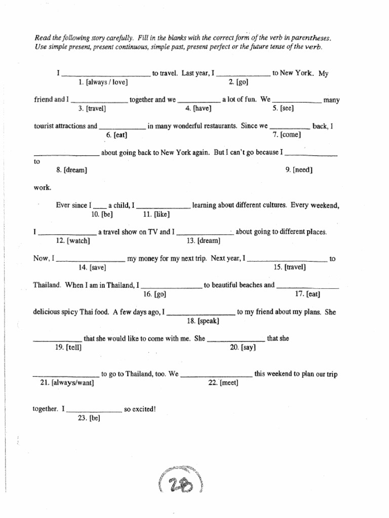 Verb Tenses Story PDF | PDF