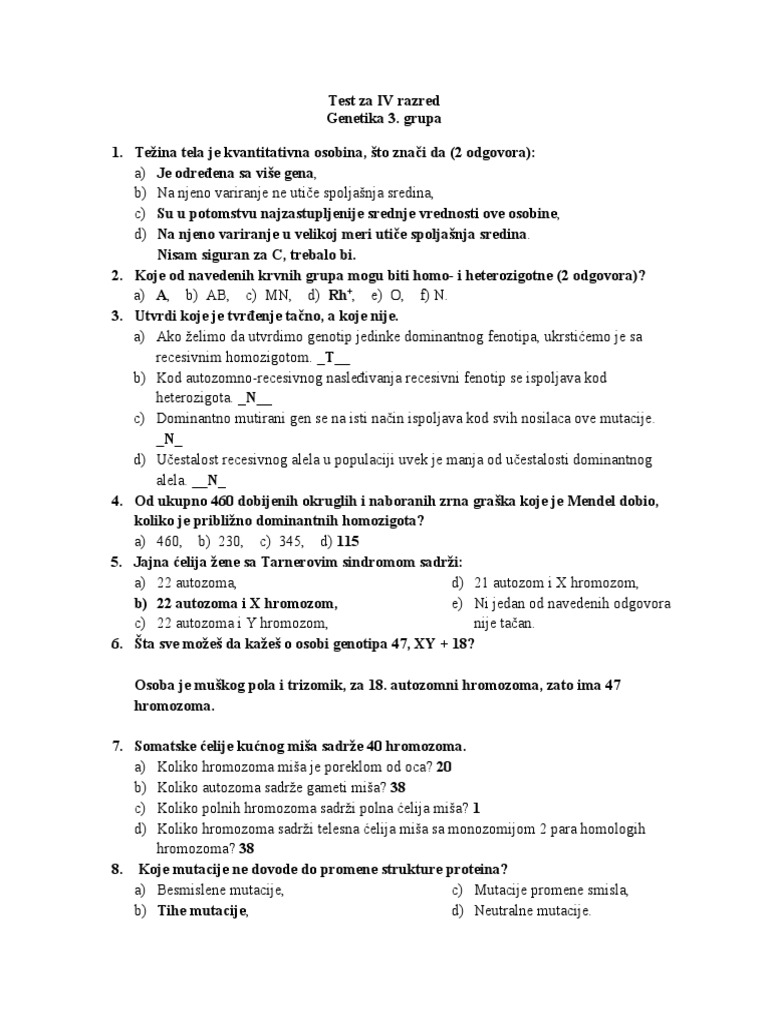 Test Za IV Razred | PDF