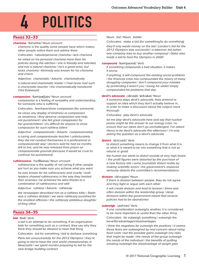 Outcomes Advanced VocabularyBuilder Unit4 PDF | PDF | Satire | Bribery Outcomes Advanced VocabularyBuilder Unit4 PDF | PDF | Satire | Bribery