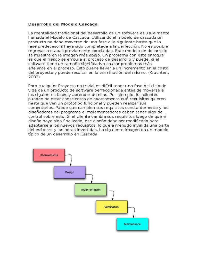 Desarrollo Del Modelo Cascada | PDF | Software | Informática y ...