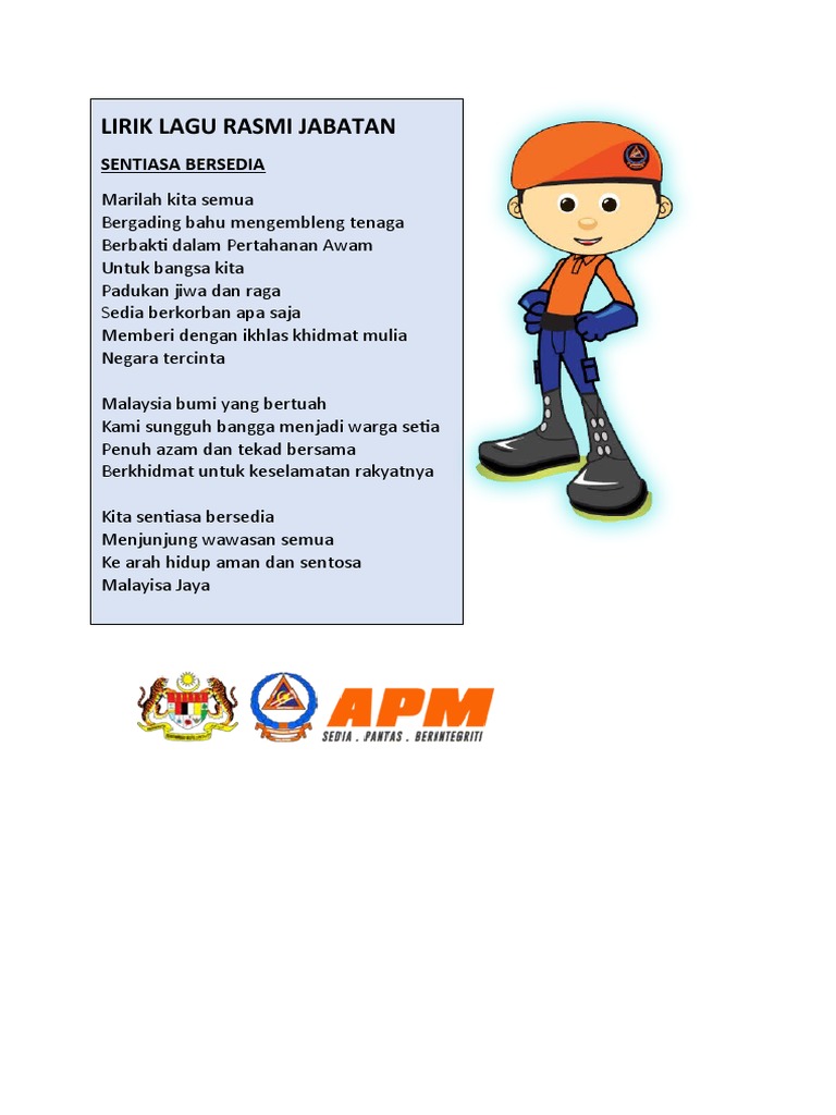 Lirik Lagu Rasmi Jabatan APM | PDF