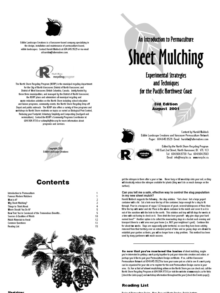 An Introduction To Permaculture Sheet Mulching PDF | PDF | Mulch ...