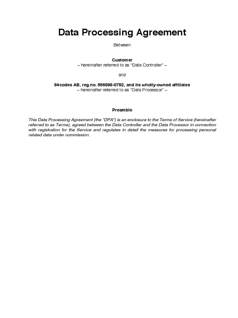 Data Processing Agreement PDF | PDF | Information Privacy | Encryption