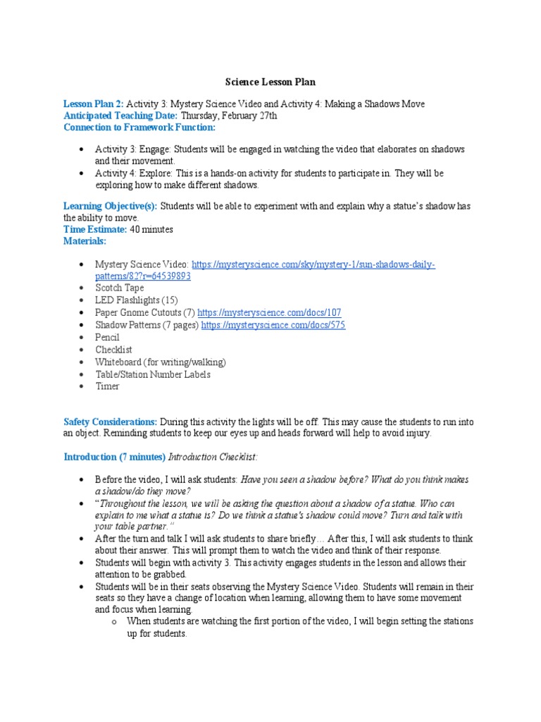 Science Lesson Plan | PDF | Lesson Plan | Learning