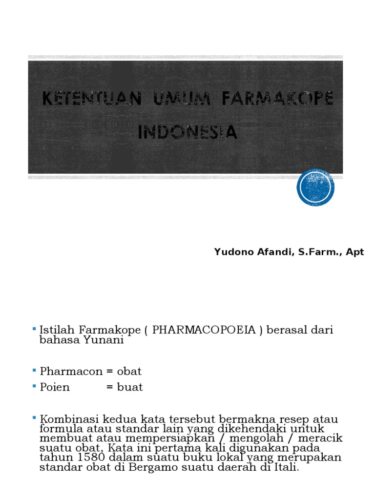 Istilah Dalam Farmakope Indonesia | PDF