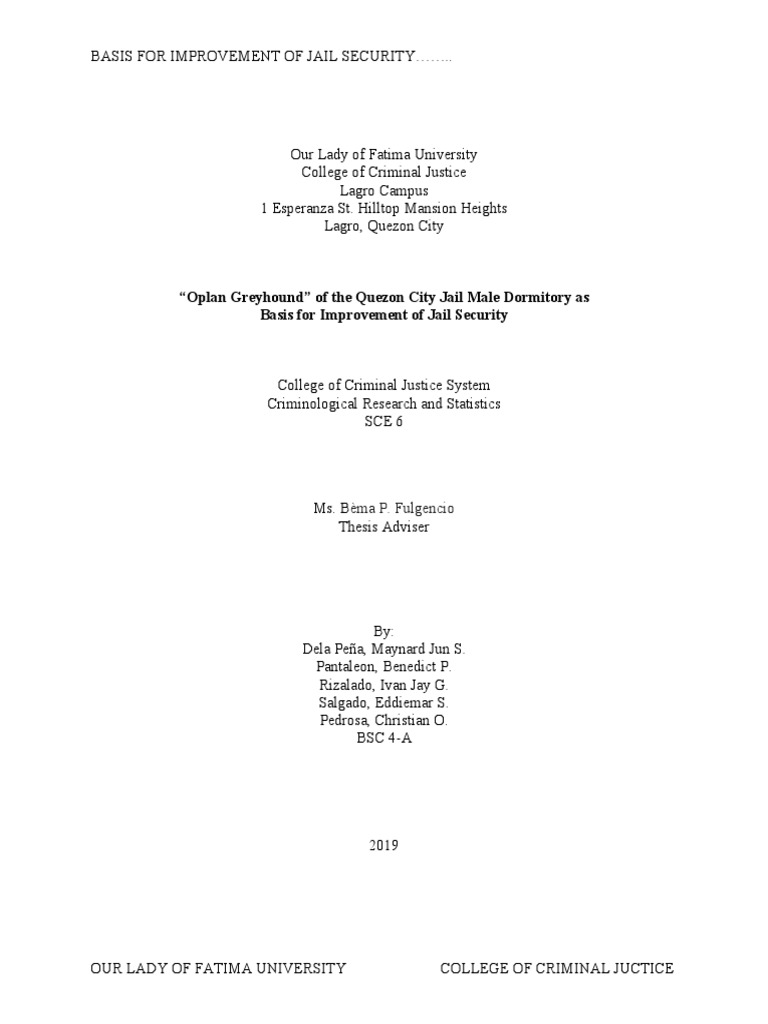 BJMP-Thesis-FinaL - New-Edited | PDF | Prison | Prisoner