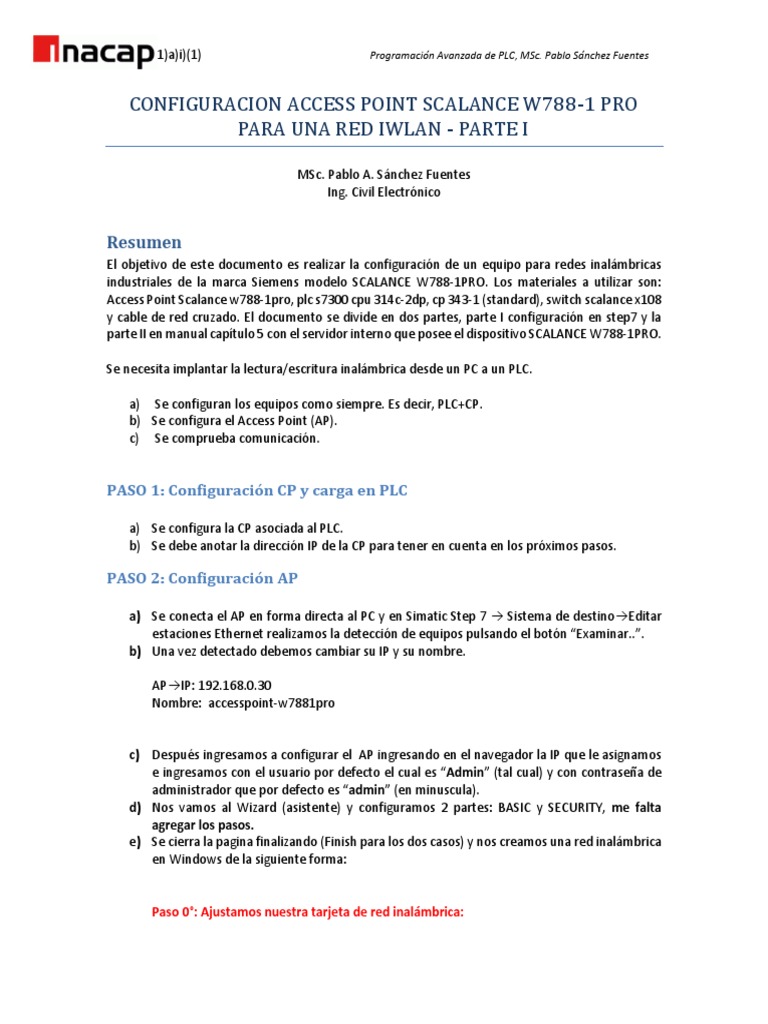 Configuracion Iwlan Scalance W788-1pro | PDF | Punto de acceso ...