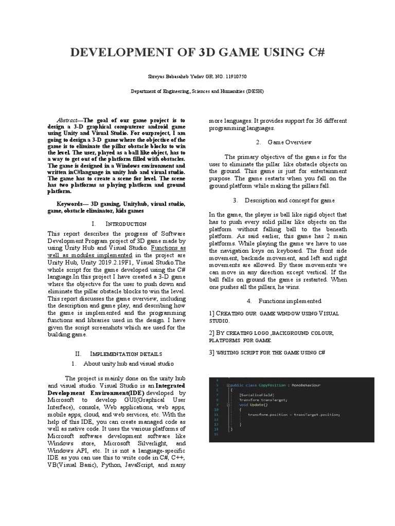 Game Ieee Paper | PDF | Integrated Development Environment | Microsoft Visual Studio