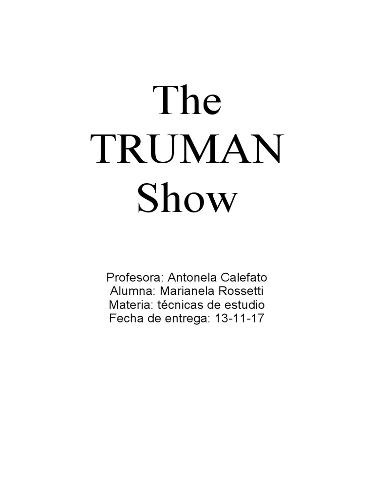 The Truman Show Analisis | PDF
