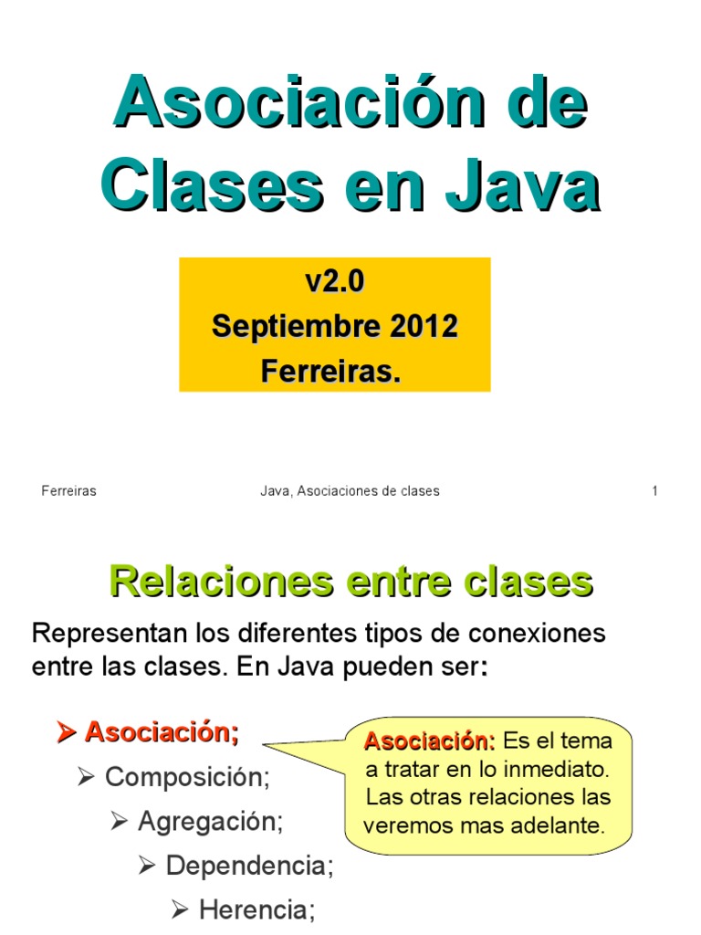 Asociaciones de clases en Java: Una introducción a las relaciones entre clases | PDF | Java ...