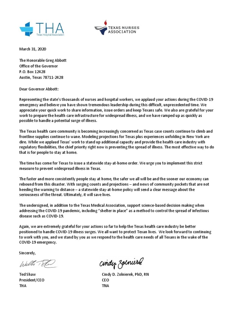 Letter To Gov. Greg Abbott | PDF