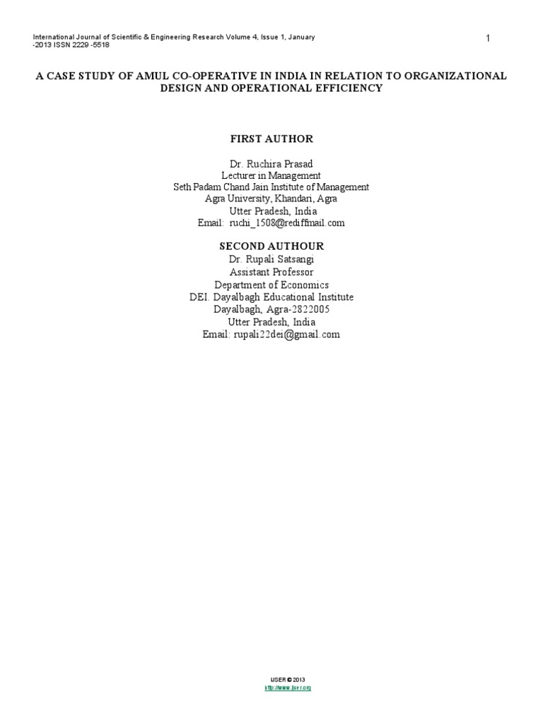 A Case Study of Amul Cooperative in India in Relation To Organizational ...