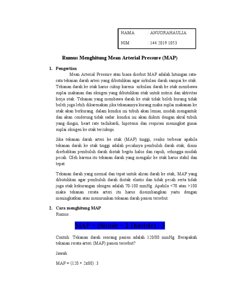 Rumus Menghitung Mean Arterial Pressure | PDF