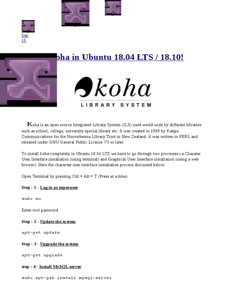 Installing Koha: A Step-by-Step Guide for Ubuntu 18.04 | PDF | Sudo ...