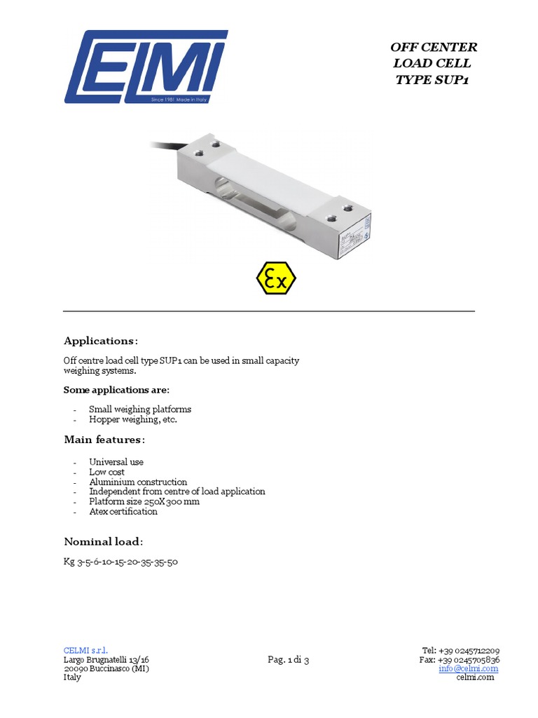SUP1 Off-Center Load Cell Datasheet | PDF | Electric Power | Electricity