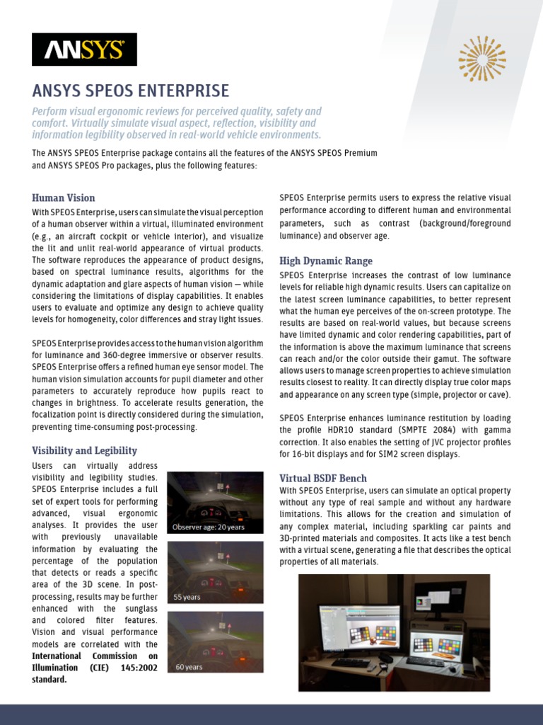 Technical DataSheet - ANSYS SPEOS Enterprise PDF | PDF | Contrast (Vision) | Simulation
