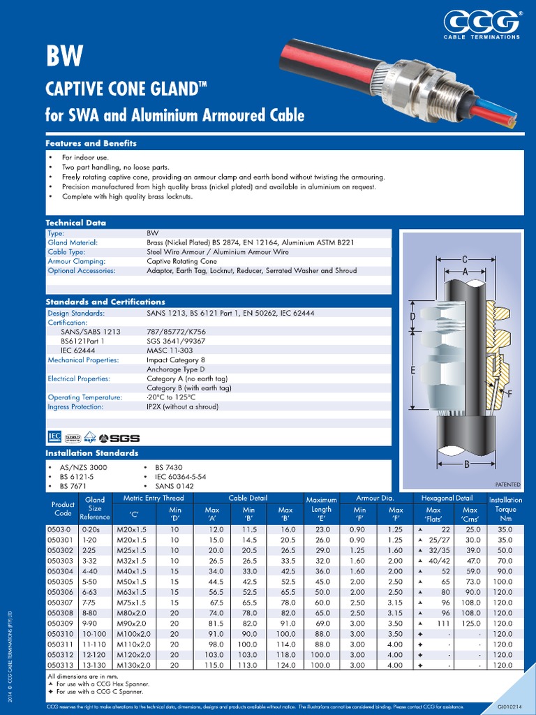 CCG Gland Size Chart | PDF