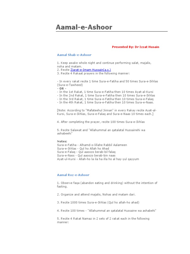 Amal e Shabe Ashoor & Ashoor | PDF | Prophets And Messengers In Islam ...