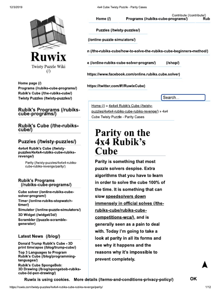 4x4 Cube Twisty Puzzle - Parity Cases | PDF
