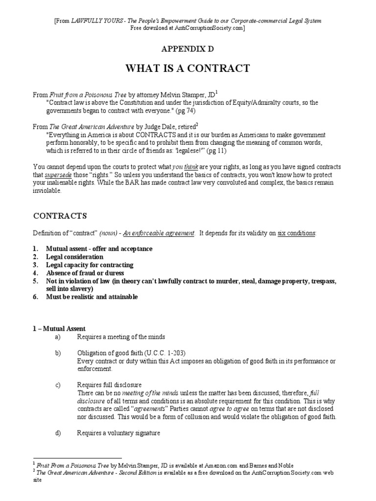 What Is A Contract PDF | PDF | Consideration | Misrepresentation