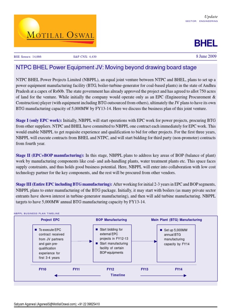 NTPC BHEL Power Equipment JV: Moving Beyond Drawing Board Stage | PDF ...