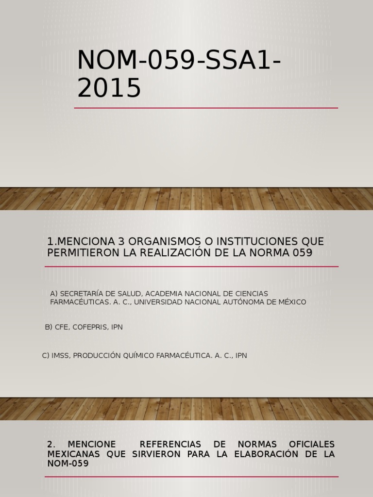 Nom 059 Ssa1 2015 | PDF | Calidad (comercial) | Auditoría