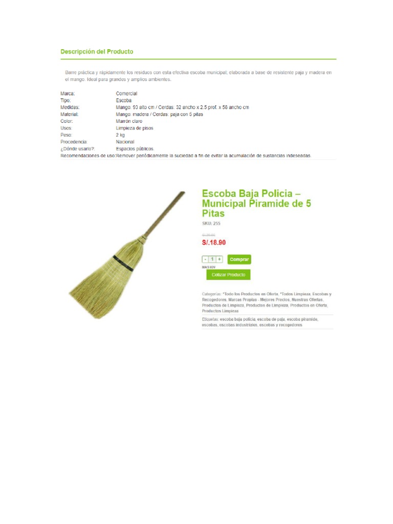 Especificaciones Escoba 3 | PDF