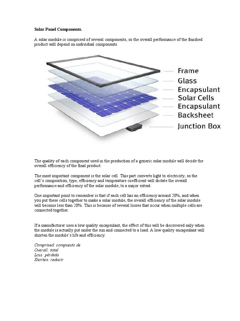 Components of Solar Panels | PDF | Solar Panel | Solar Cell