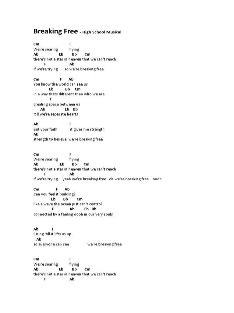 Breaking Free: HSM Lyrics & Chords | PDF