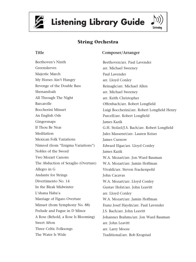String Orchestra Listening Guide | PDF
