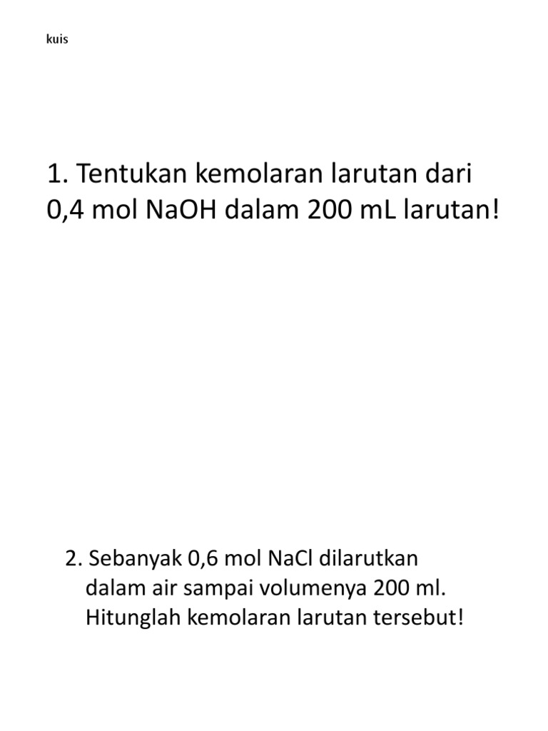 Contoh Soal Kemolaran Larutan | PDF | Sains & Matematika