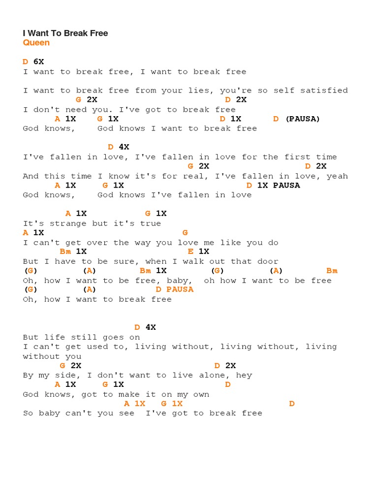 Queen's "I Want to Break Free" Chords | PDF