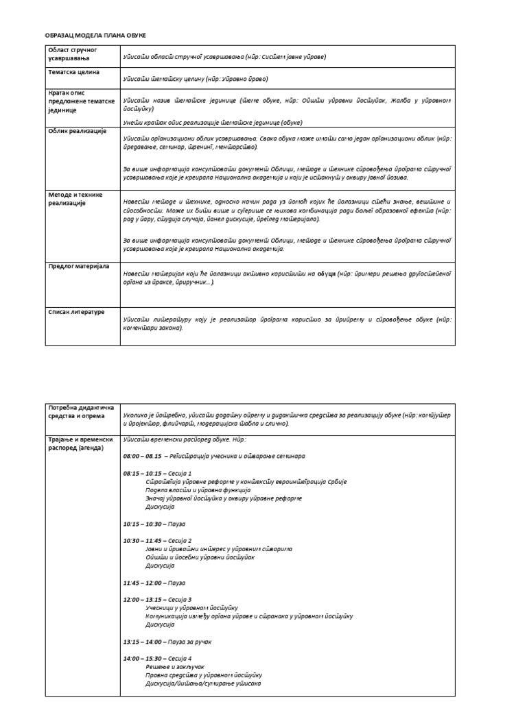 Model Plana Obuke | PDF