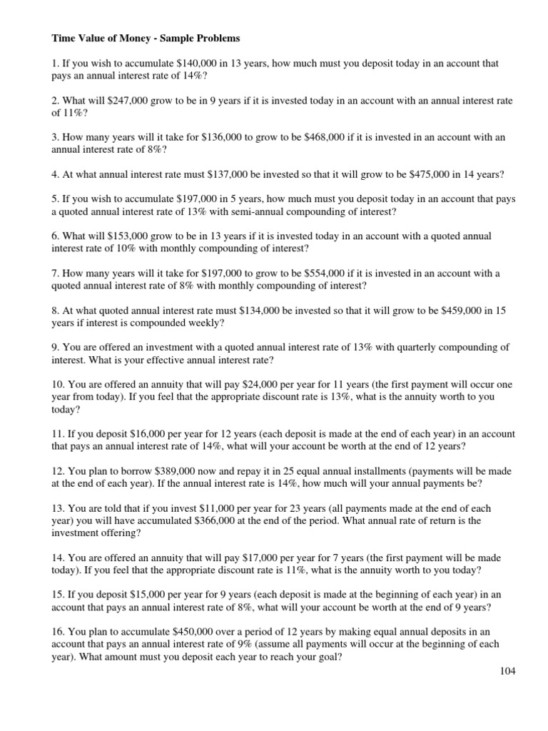 Time Value of Money Sample Problems | PDF | Time Value Of Money | Interest