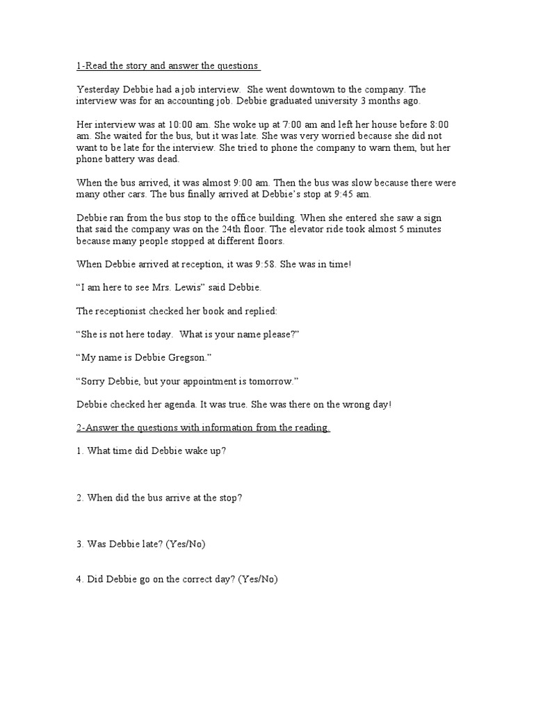 Simple Past Reading Comprehension8700 | PDF