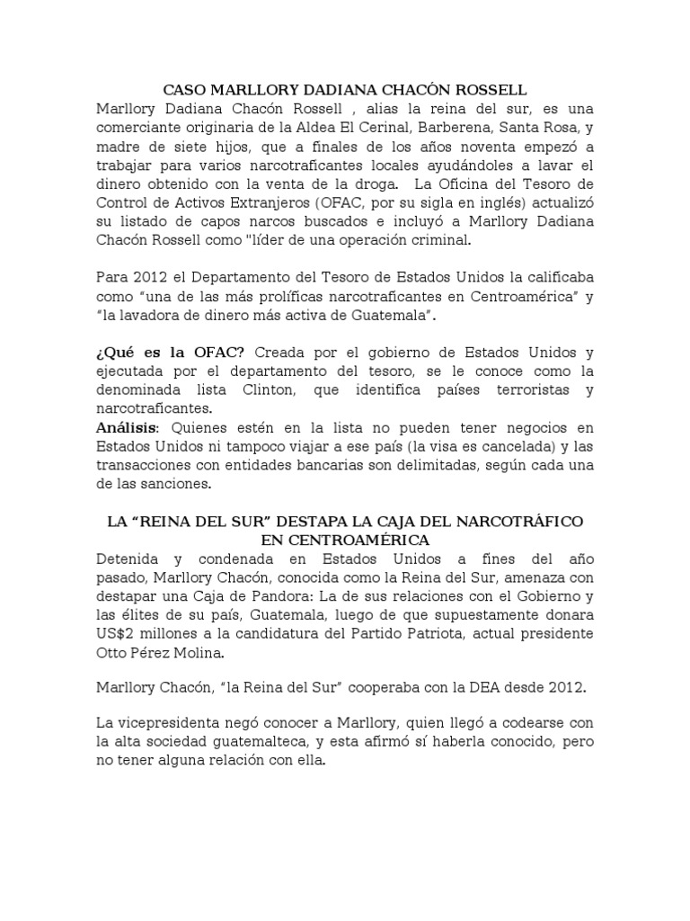 La Reina del Sur: Narco y Lavado | PDF | Oficina de Control de Activos ...
