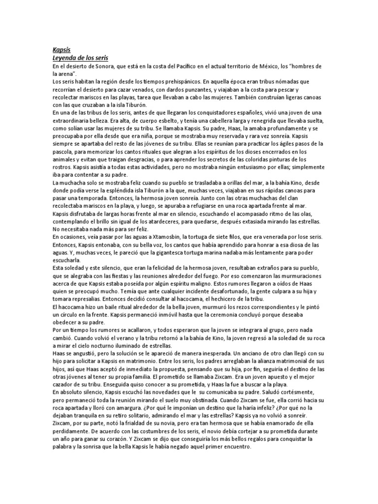 Leyenda de Kapsis, la estrella de mar | PDF