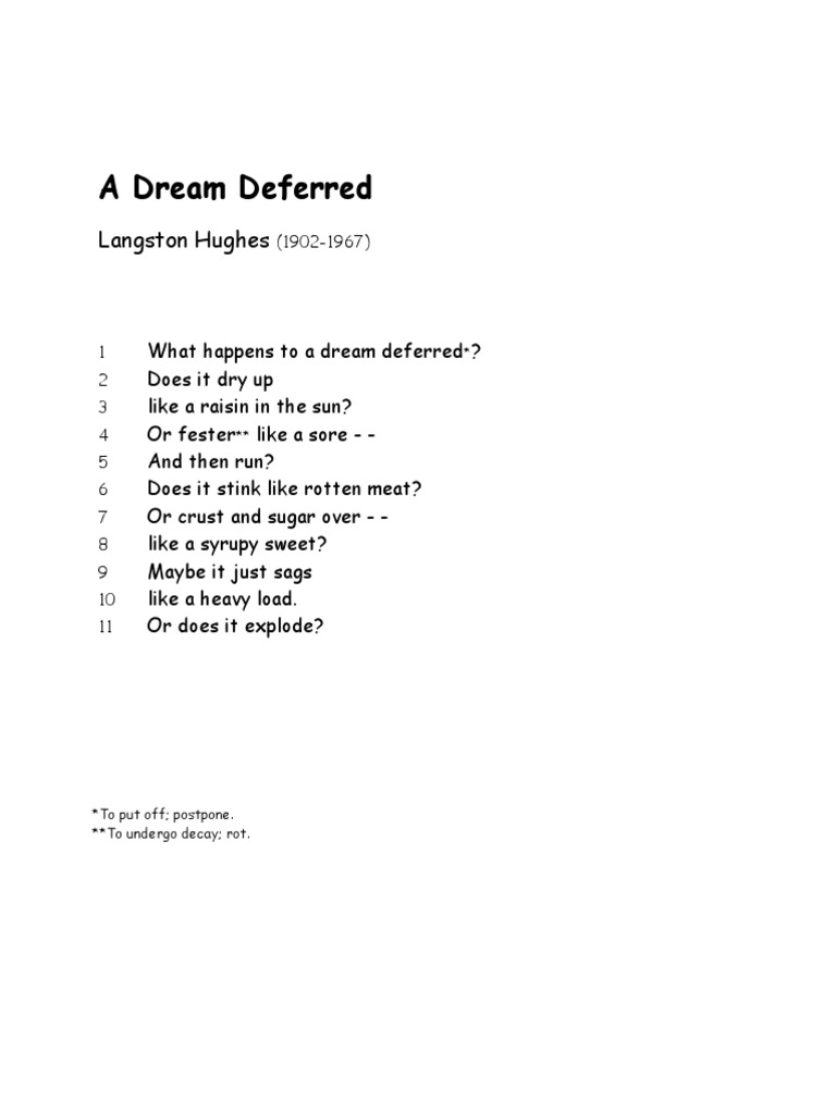 2017 A Dream Deferred Work | PDF | Rhyme | Poetry
