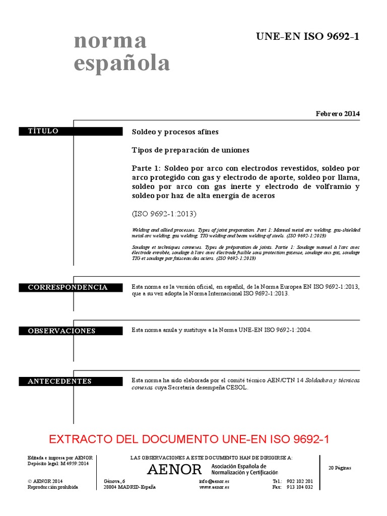 ISO 9692 Español PDF | PDF | Física Aplicada e Interdisciplinaria | Rieles
