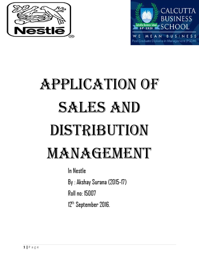 Application of Sales and Distribution Management | PDF | Nestlé | Retail