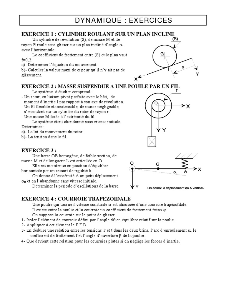 Exercices sur la dynamique de rotation | PDF | Transmission (Mécanique ...