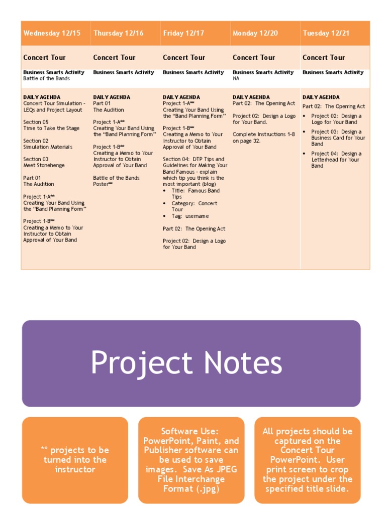 Daily Agenda Concert Tour | PDF