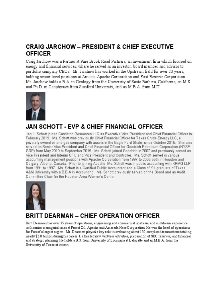 Castleton Resources | PDF | Chief Financial Officer | Accounting