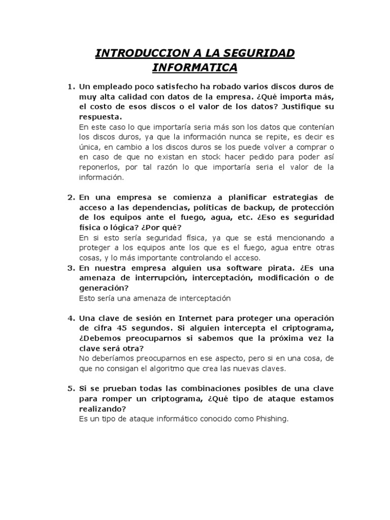 Ejemplos de Preguntas de Seguridad | PDF