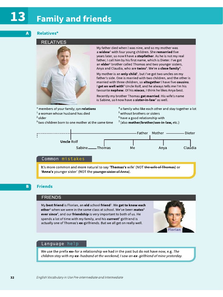 Vocabulary - Friends and Family | PDF