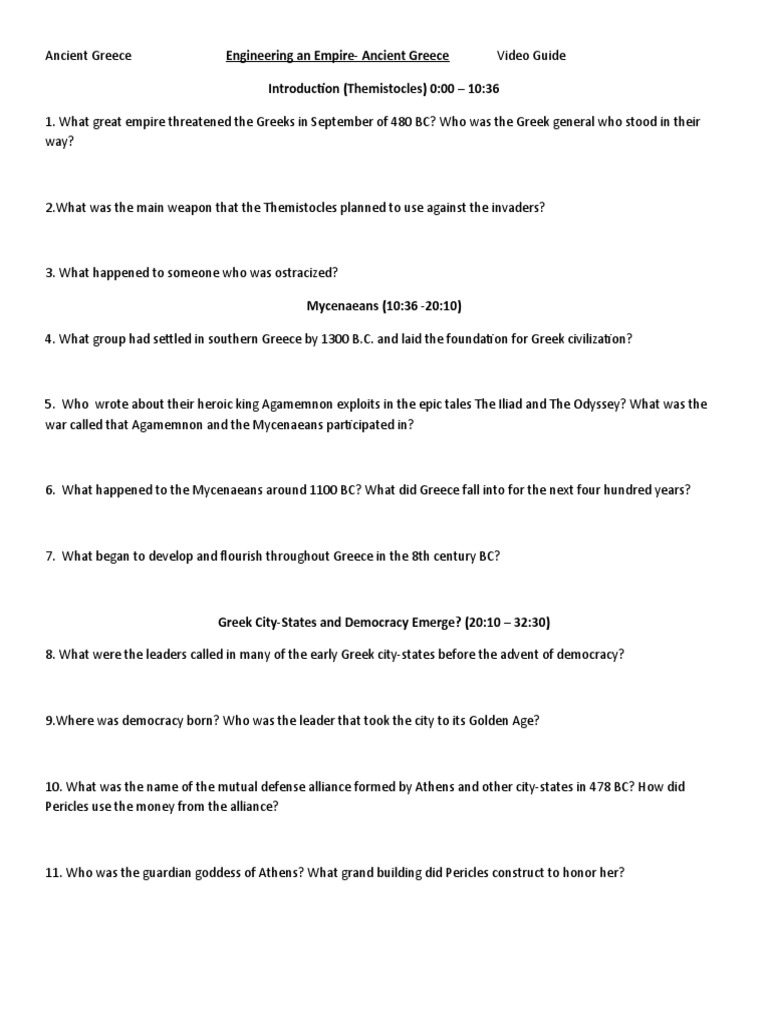 Ancient Greece Engineering An Empire Video Guide Rmpoq9 1ohvgs6 | PDF