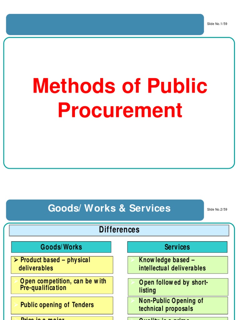 Overview of Public Procurement Methods | PDF | Procurement | Request ...